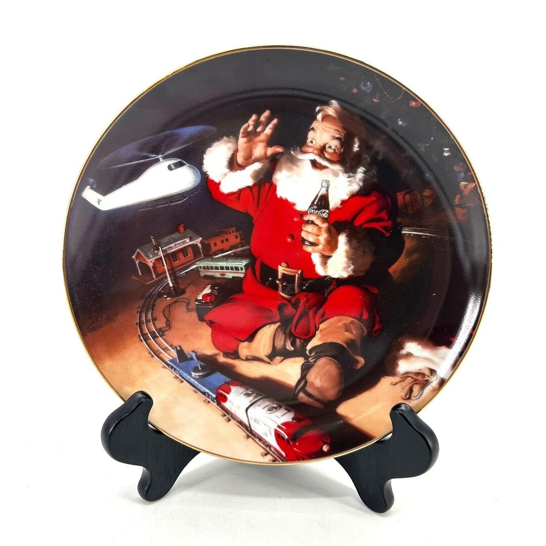 Coca-cola A Coke and A Smile Santa Claus 1994 Franklin Mint Porcelain ...