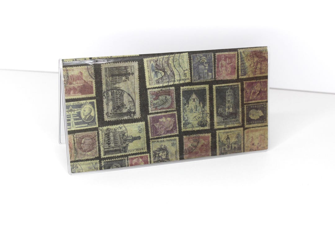 Checkbook Cover - European Stamps - Etsy