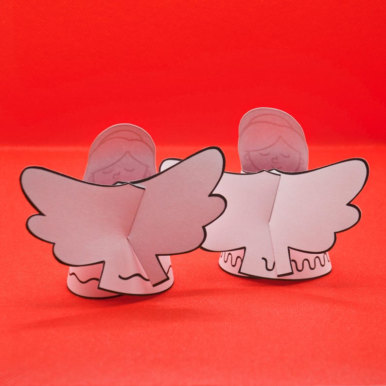 Paper Toy Christmas Craft Kit, Set 2 Angels, Cut Out and Coloring Pages ...