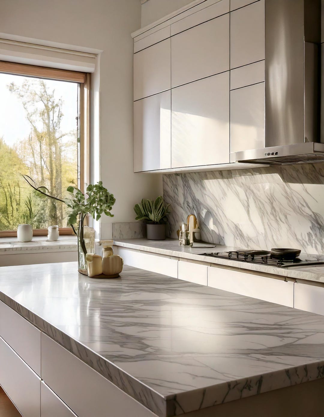 Modern Kitchen Mockup – Portrait Marble Countertop Background (JPG) - Etsy
