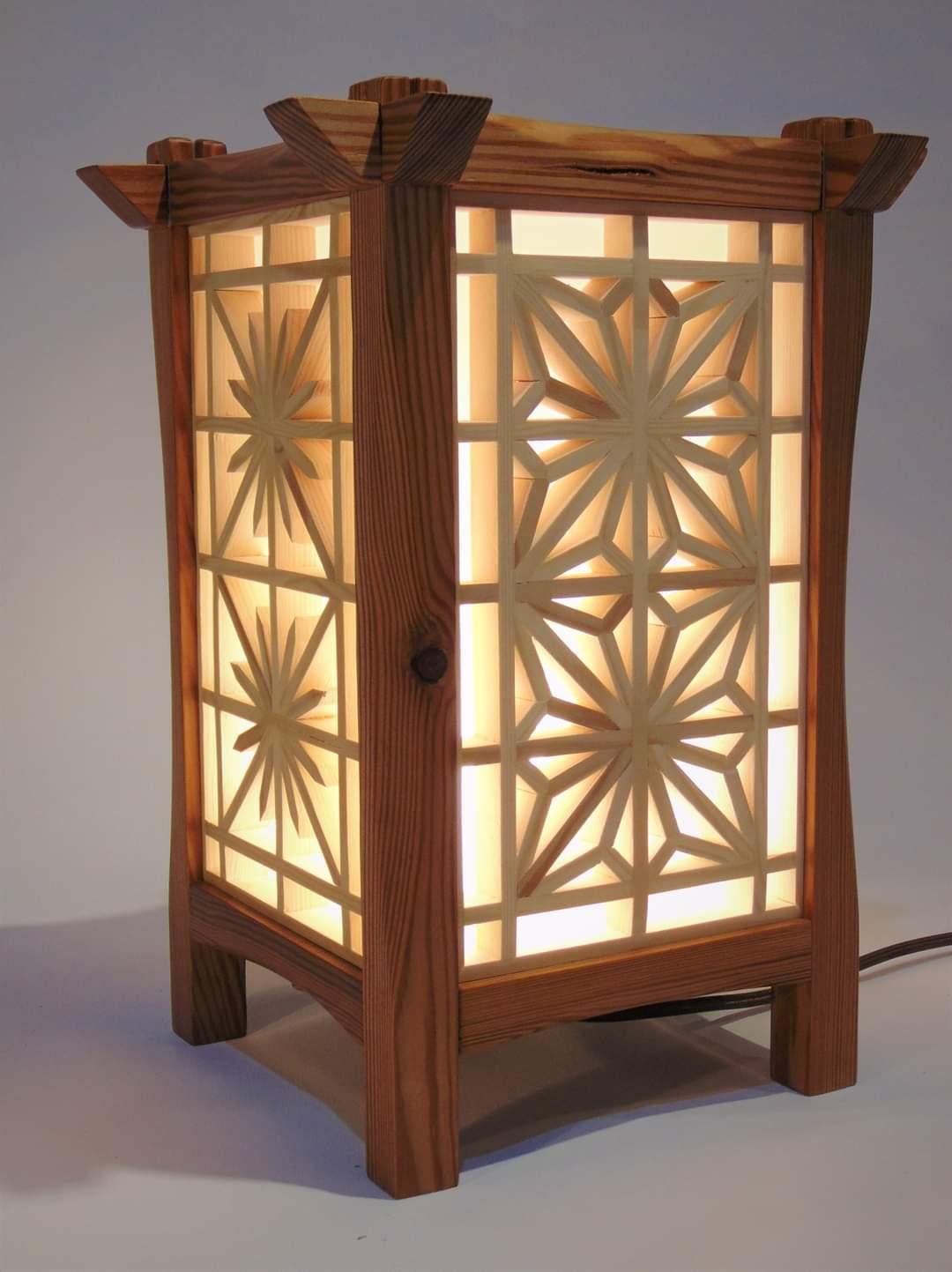 Kumiko Lamp, Handmade With Pitch Pine Framework, Crafted to Accentuate ...
