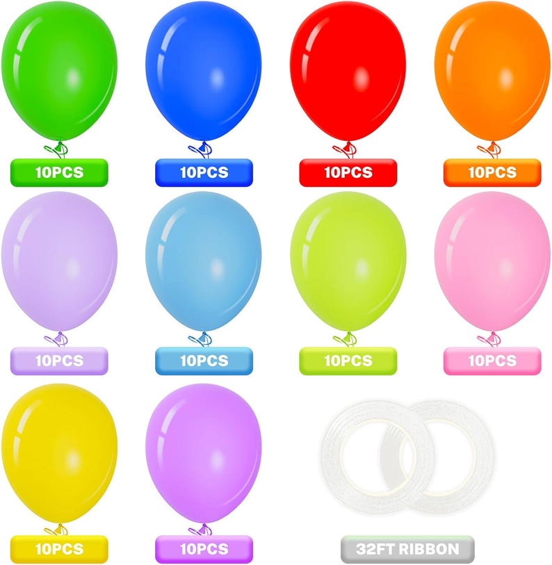 Assorted Color Balloons 12 Inch,100 Pack Latex Party Balloons Arch as ...