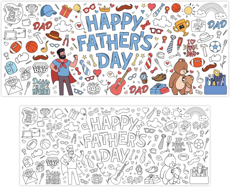 Fathers Day Giant Coloring Poster/tablecloth-30 X 72 Inches Jumbo ...
