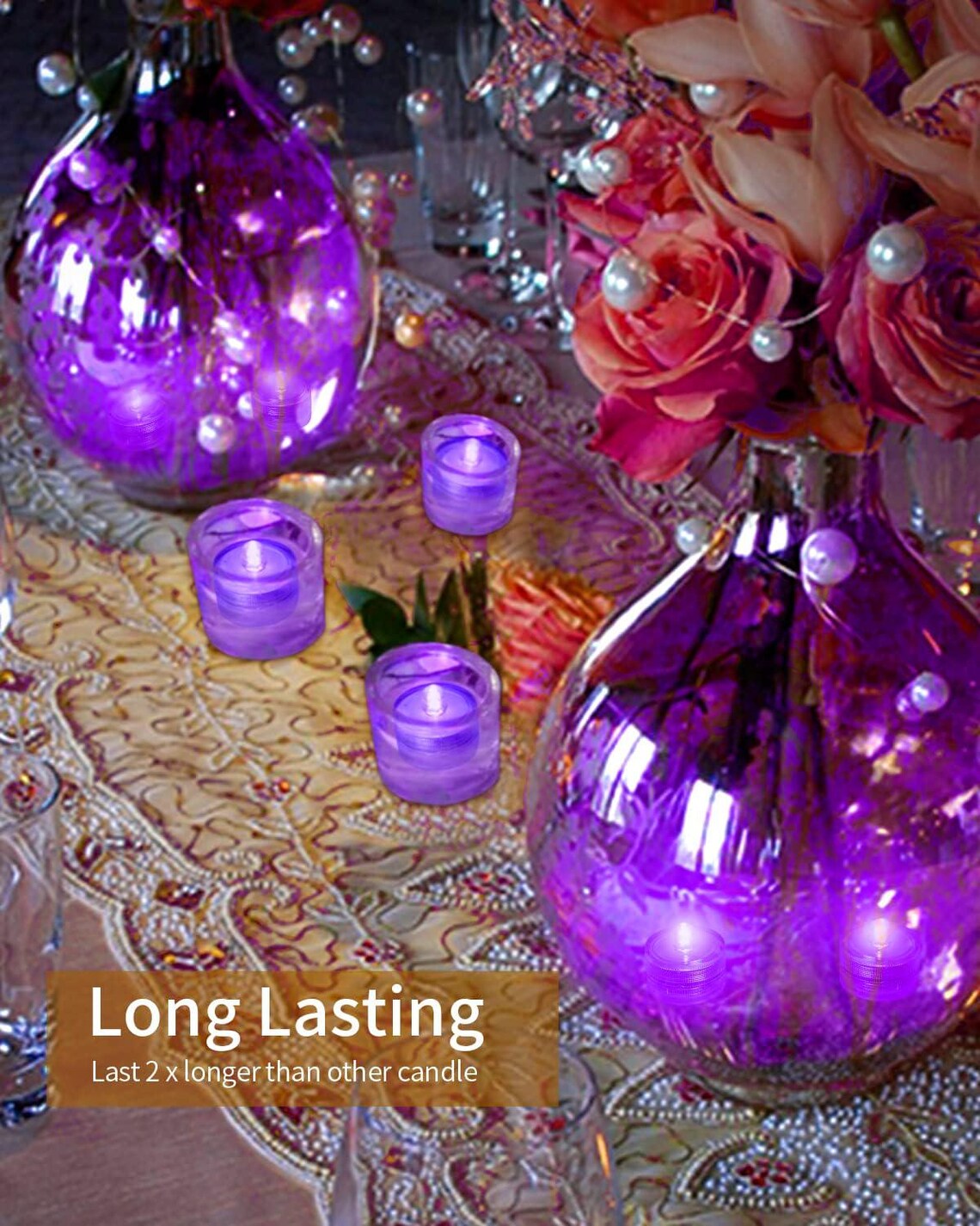 Submersible LED Light,purple Waterproof Flameless Candle Tea Lights ...