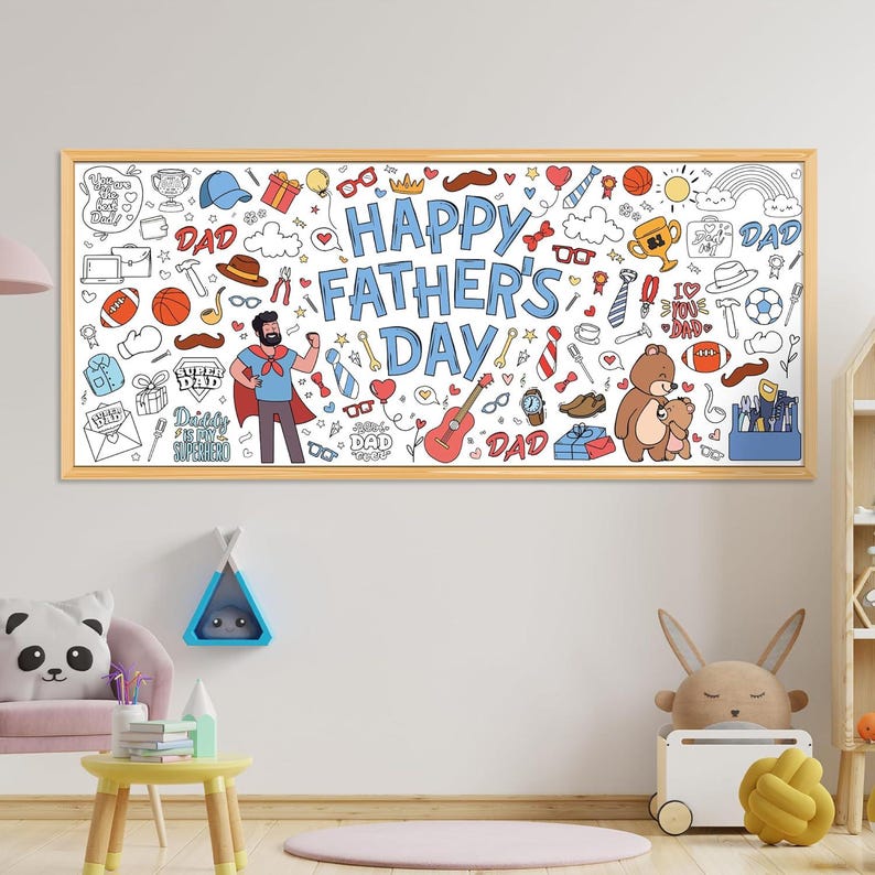 Fathers Day Giant Coloring Poster/tablecloth-30 X 72 Inches Jumbo ...