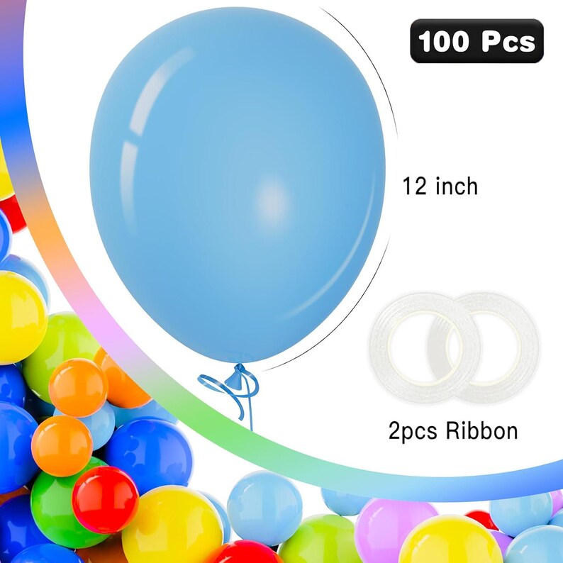 Assorted Color Balloons 12 Inch,100 Pack Latex Party Balloons Arch as ...