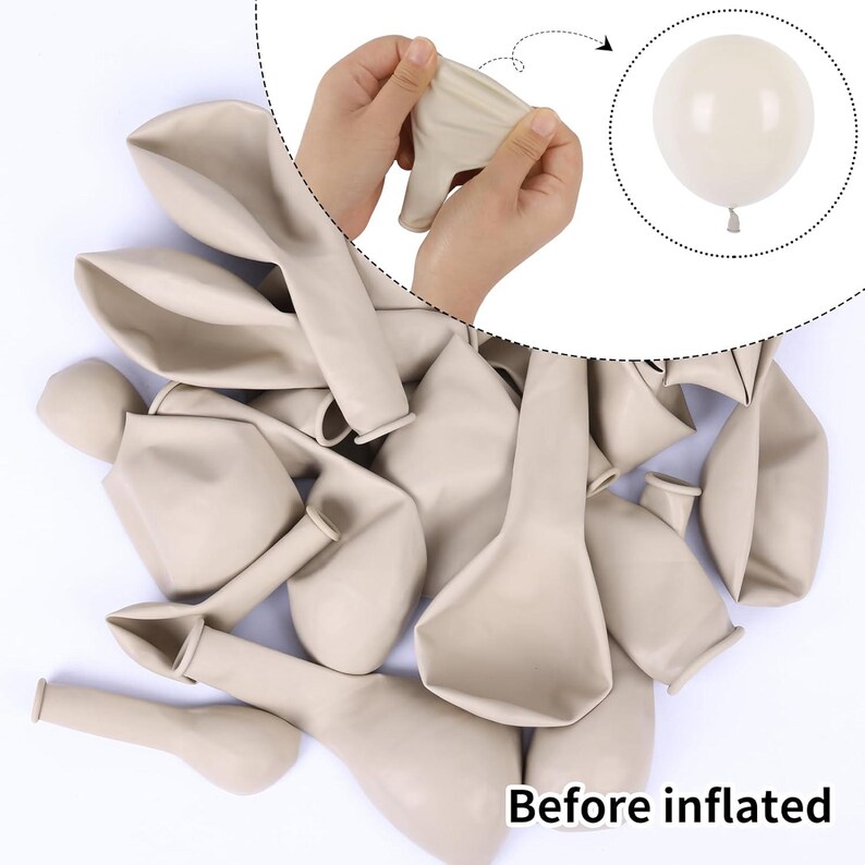 White Sand Balloons Different Sizes 105pcs 5/10/12/18 Inch Sand White ...