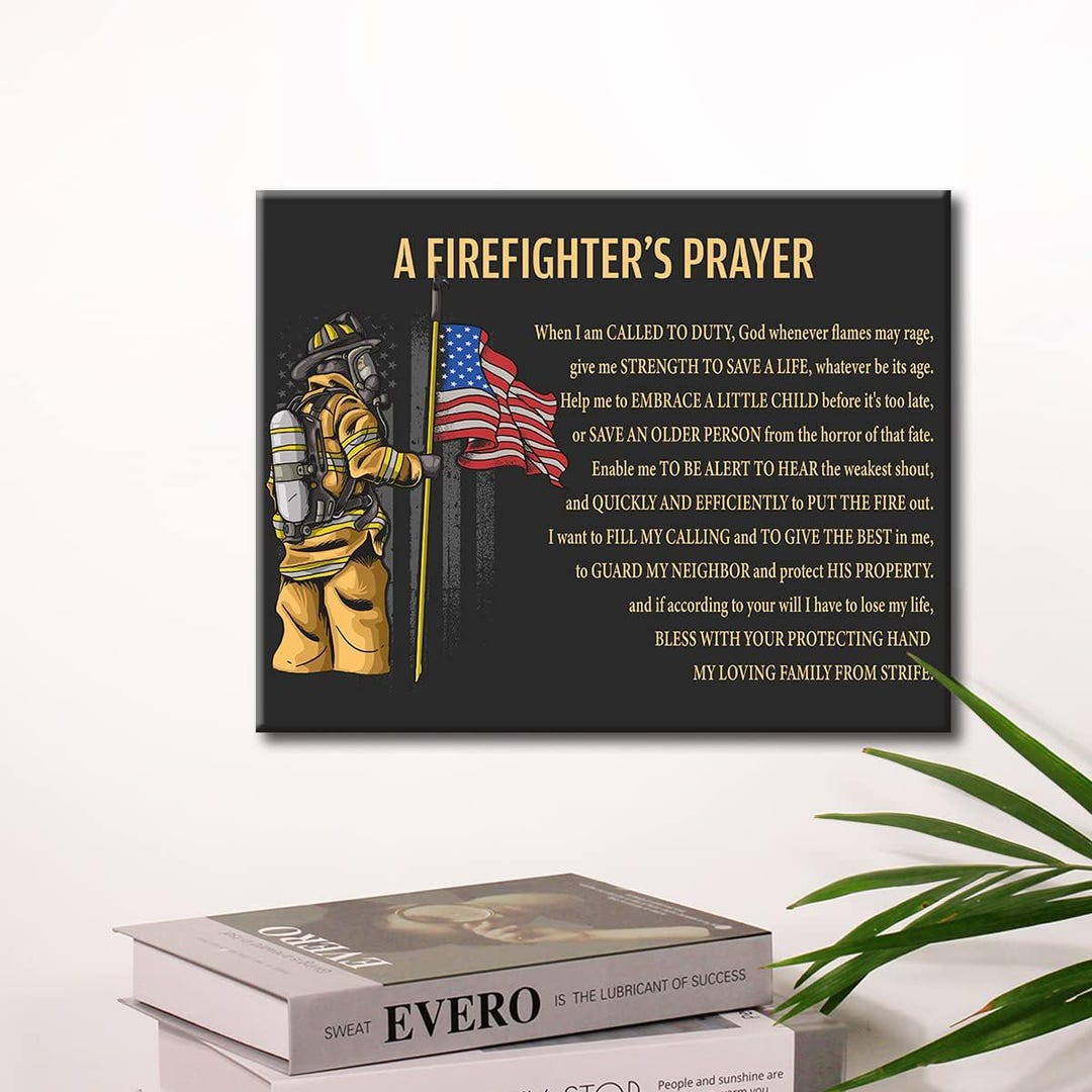 Motivational Art Wall Decor a Firefighter's Prayer Canvas Print Framed ...