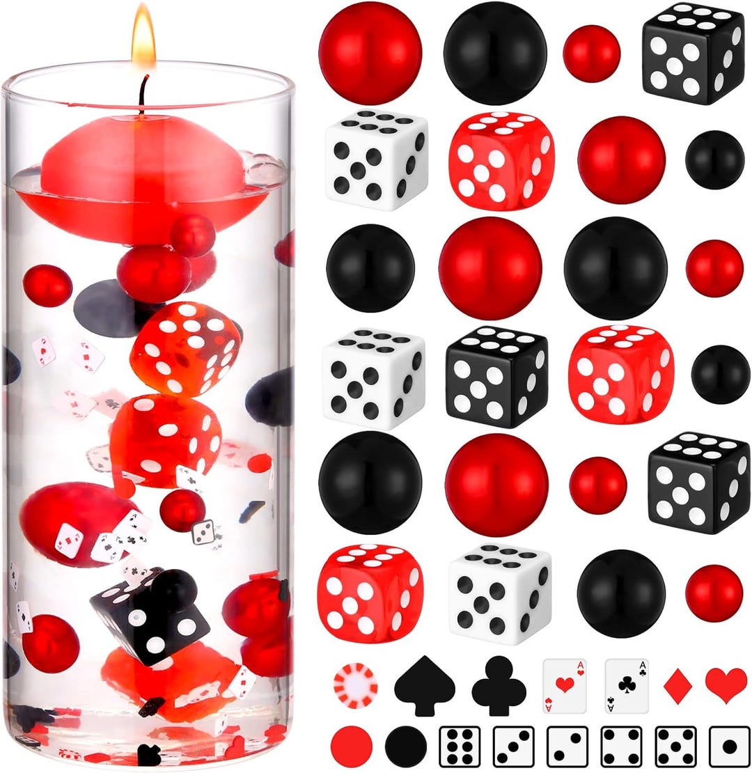 Casino Vase Filler Include Mini Playing Card Dice Faux Pearls Casino ...