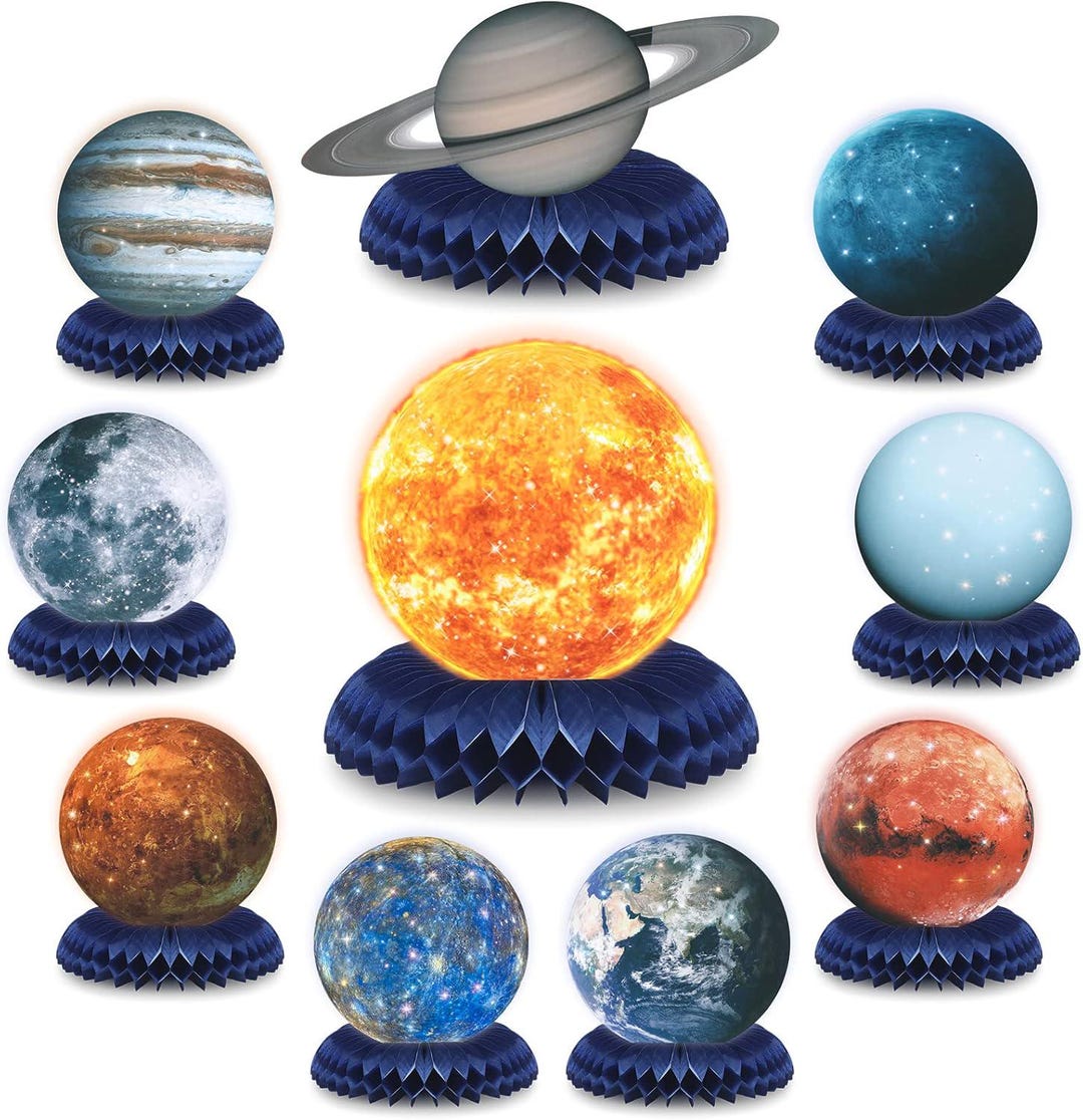 10 Pieces Space Solar System Theme Honeycomb Centerpieces Table Topper ...