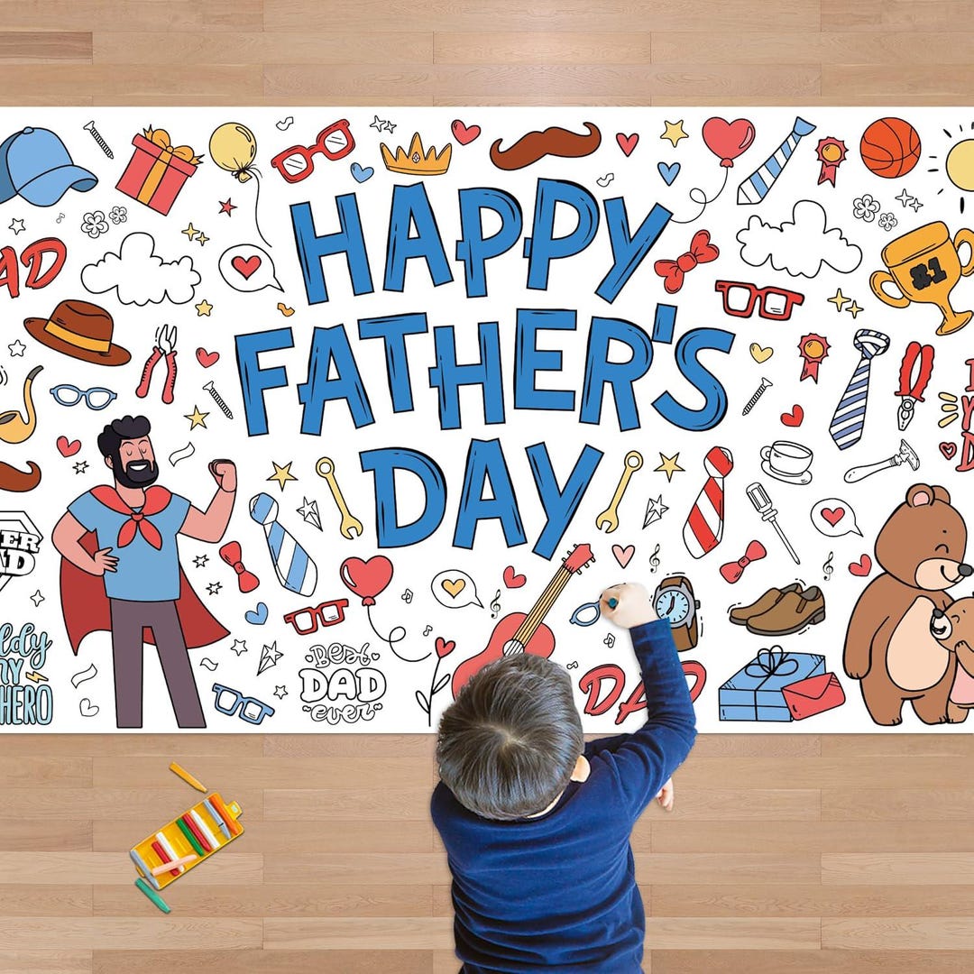 Fathers Day Giant Coloring Poster/tablecloth-30 X 72 Inches Jumbo ...