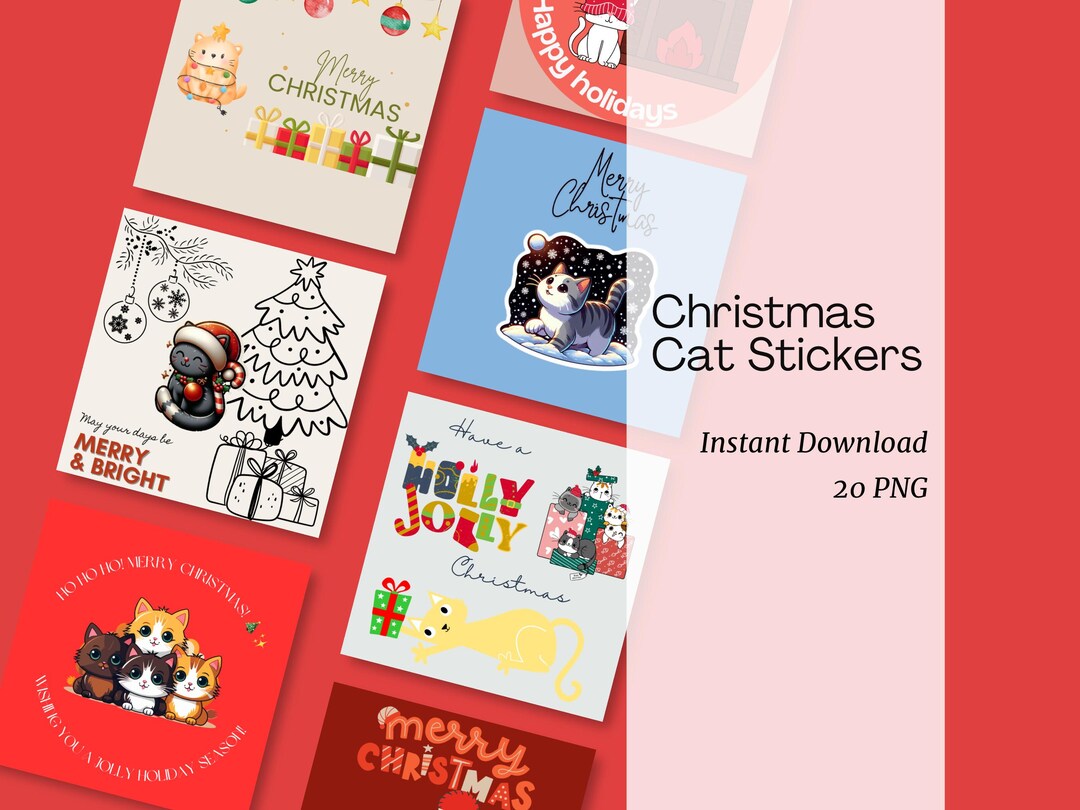 Christmas Cat Stickers: Holiday Kittens (printable) - Etsy
