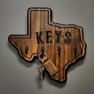 Walnut Texas Wood Key & Accessory Holder. Perfect for Home Decor ...
