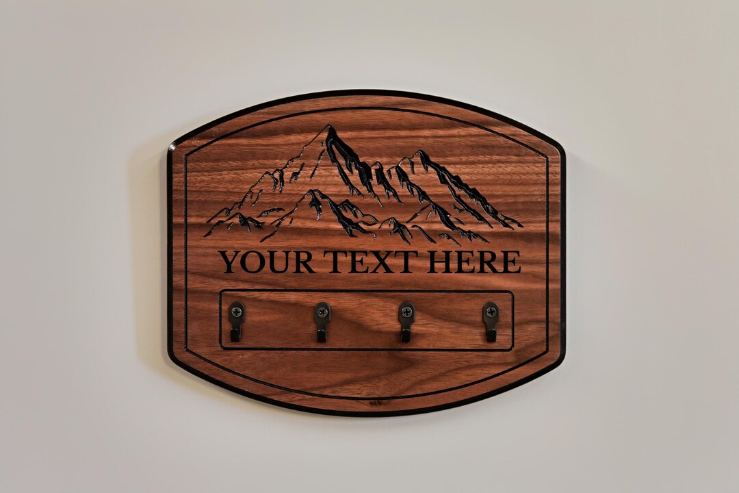 Classic Mountain-scape Walnut Key & Accessory Holder. Perfect for Home ...