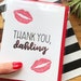 Thanks Letterpress Card Funny Thank You Card Thank You Dahling Red Lips ...