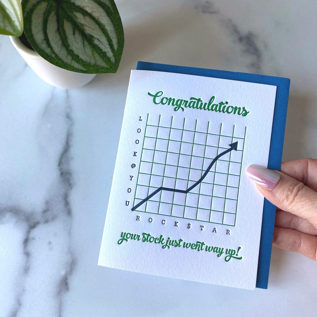 SALE - Funny Congrats Letterpress Card - Your Stock Just Went Way up ...