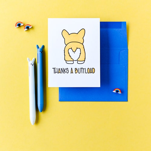 Thank You Letterpress Card Funny Corgi Card Funny Thank - Etsy