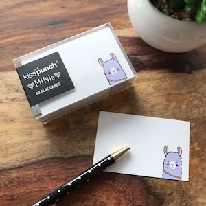 Mini Notecard Set of 60 - Llama Flat Cards - Lunch Notes - Alpaca Mini ...