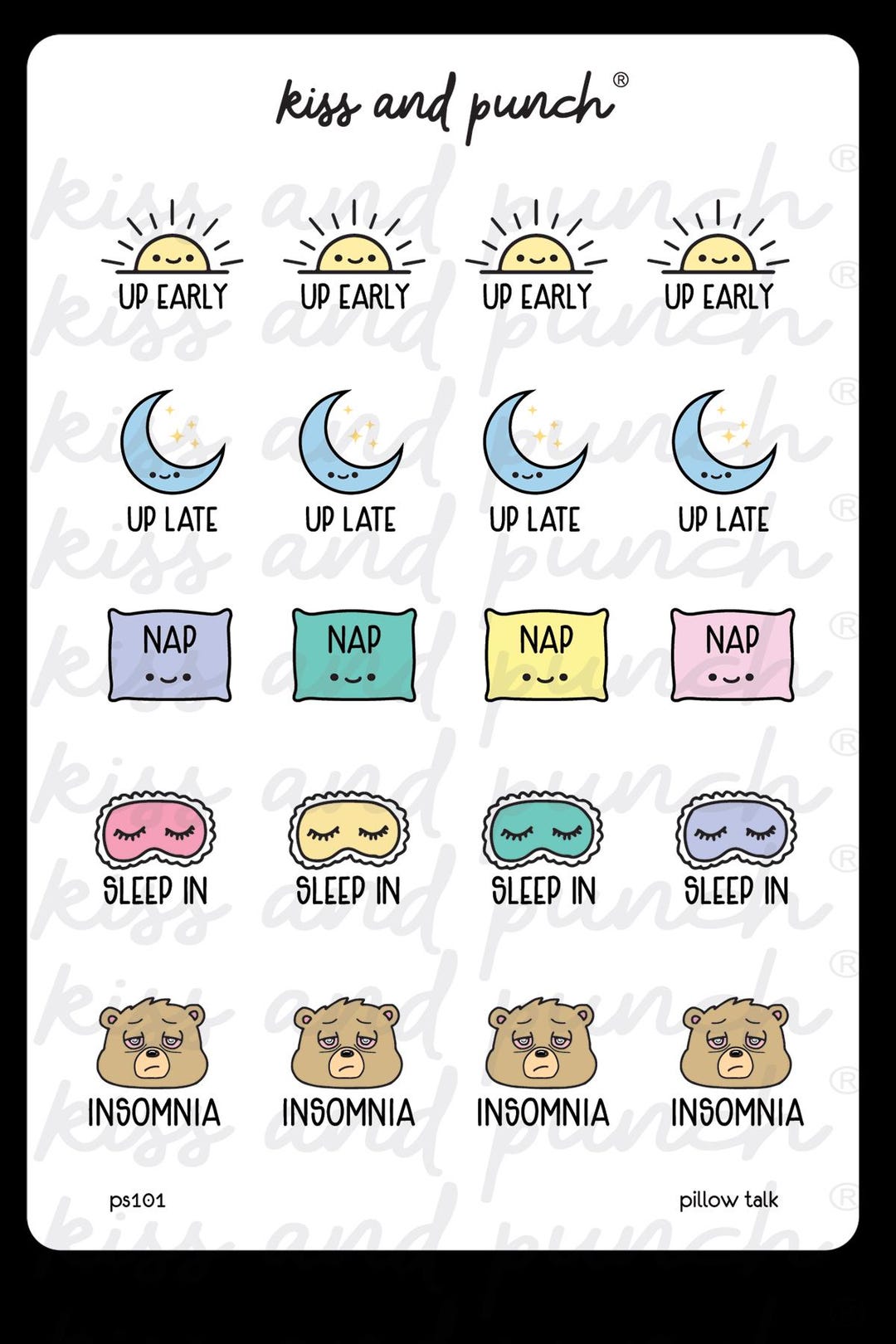 Sleep Nap Insomnia Planner Sticker Sheet - Kawaii up Late Early ...