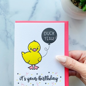 Funny Birthday Card - Duck Yeah - Cute Bird Pun - Handmade Illustration ...