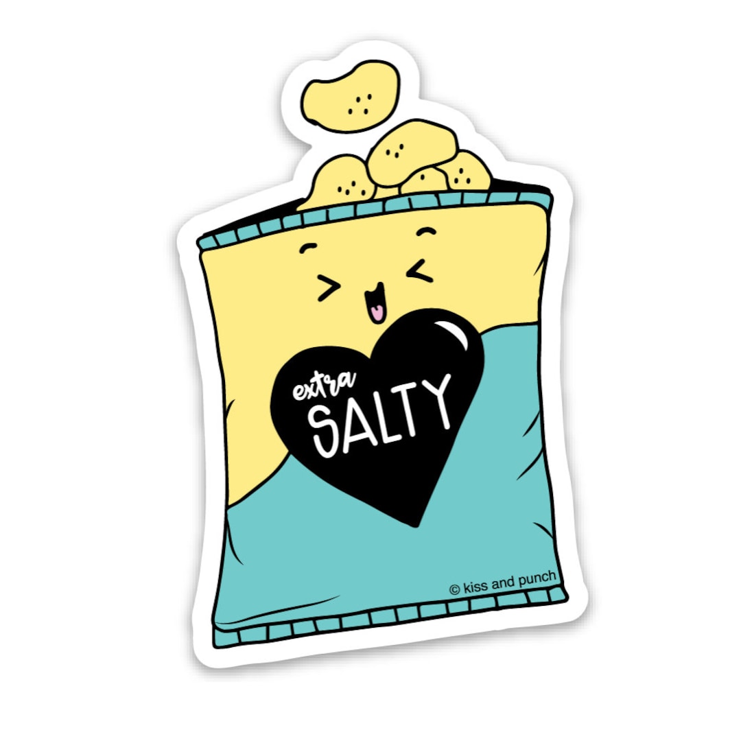 Salty Chips Sticker - Cute Bag of Potato Chips Decal - Water Bottle ...