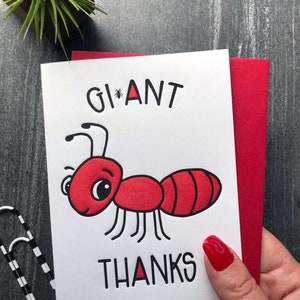 Funny Thank You Ant Letterpress Gi-ant Thanks Ant Pun - Etsy