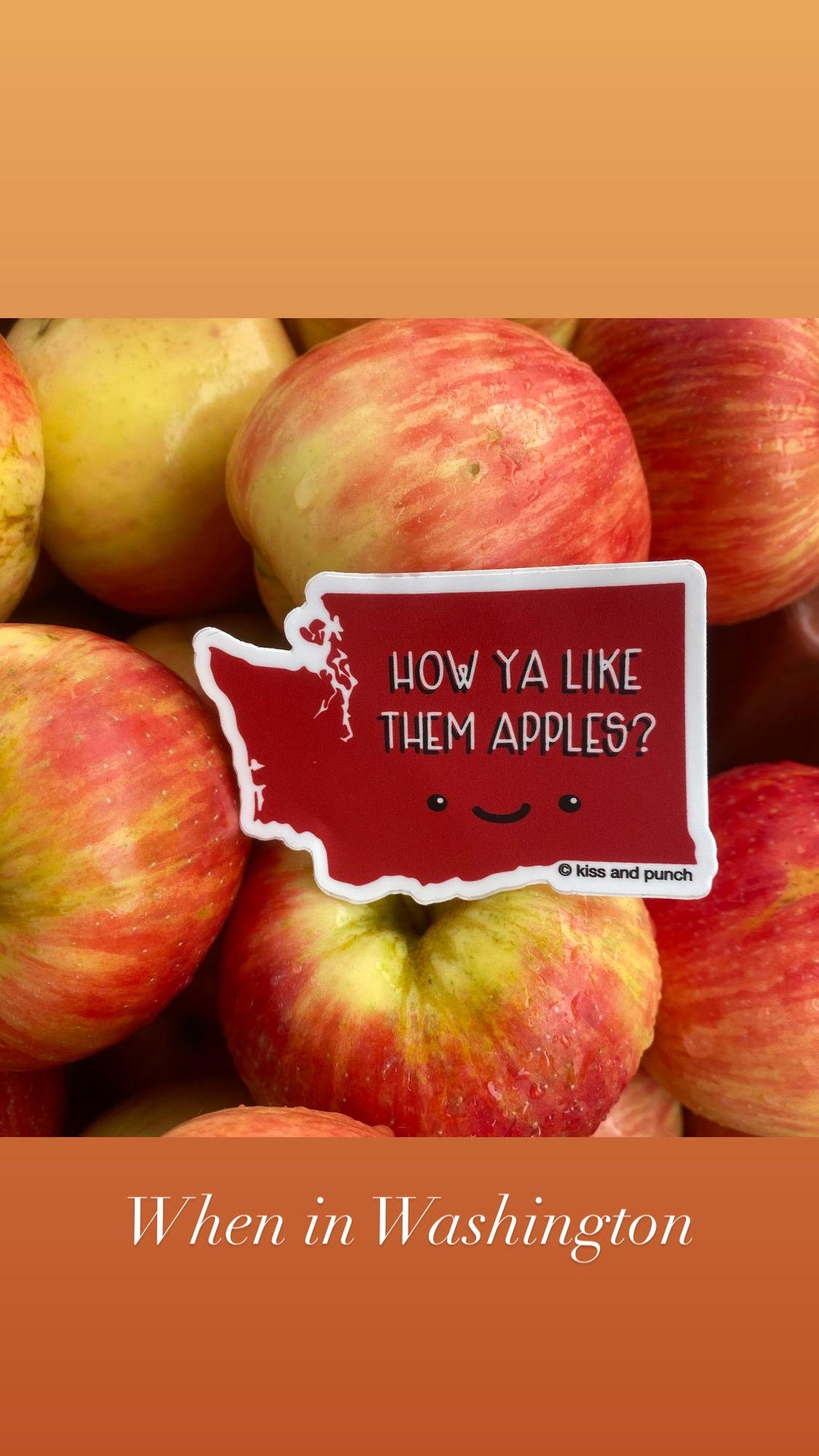 NEW Funny Cute Washington Sticker How Ya Like Them Apples Decal ...