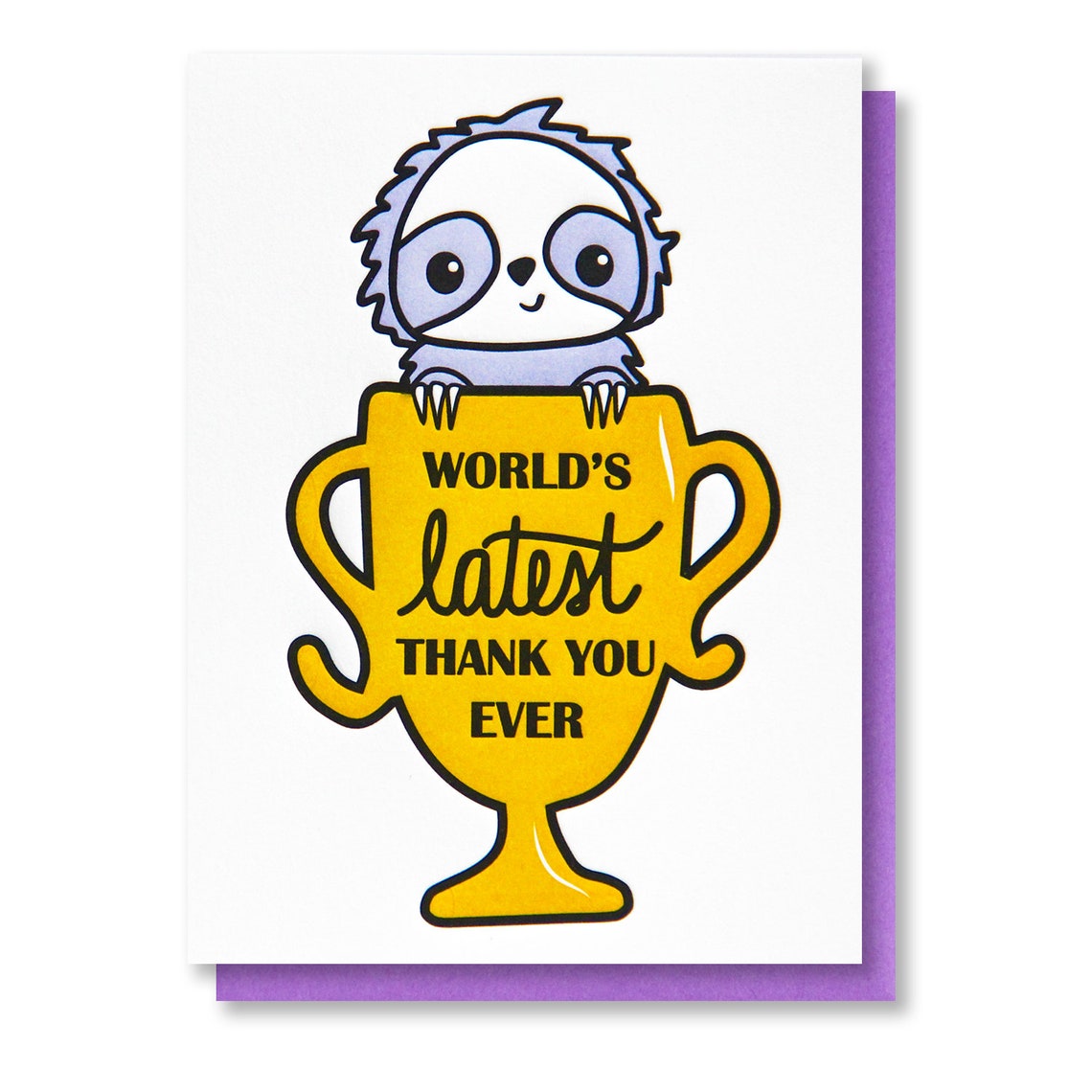 Sloth Letterpress Thank You Card Funny Latest Thanks Long - Etsy