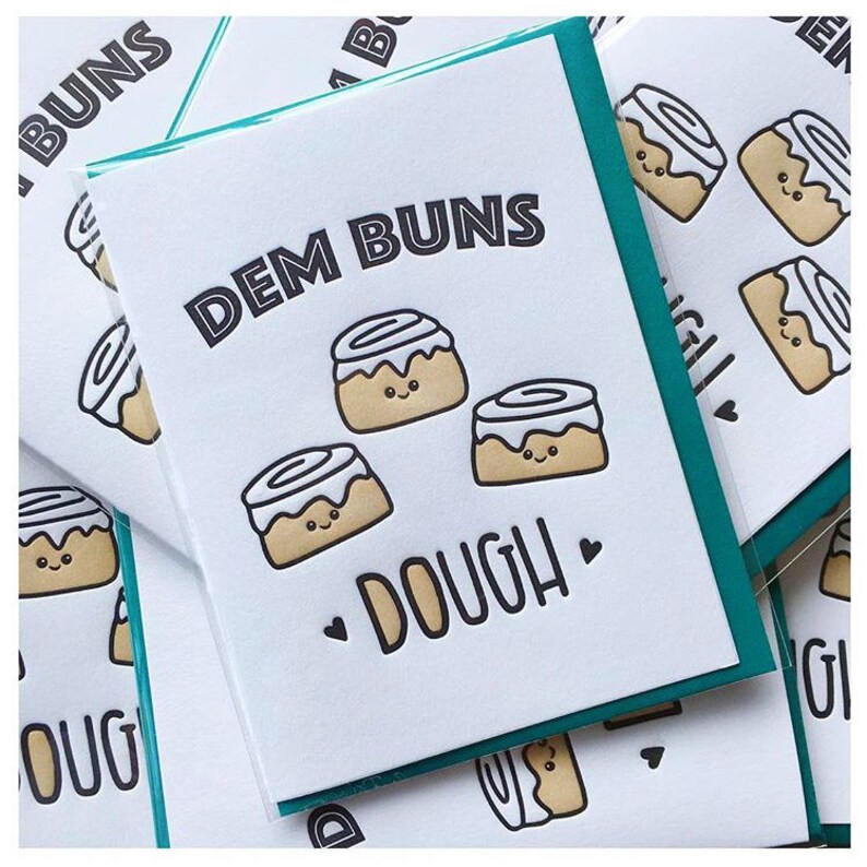 Funny Buns Butt Card - Letterpress Love Card - Dem Buns Dough ...