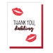 Thanks Letterpress Card Funny Thank You Card Thank You Dahling Red Lips ...