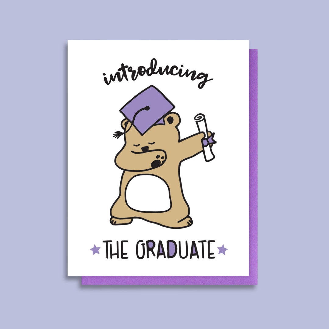 Funny Graduation Letterpress Card - Funny Dab Grad Bear - High School ...