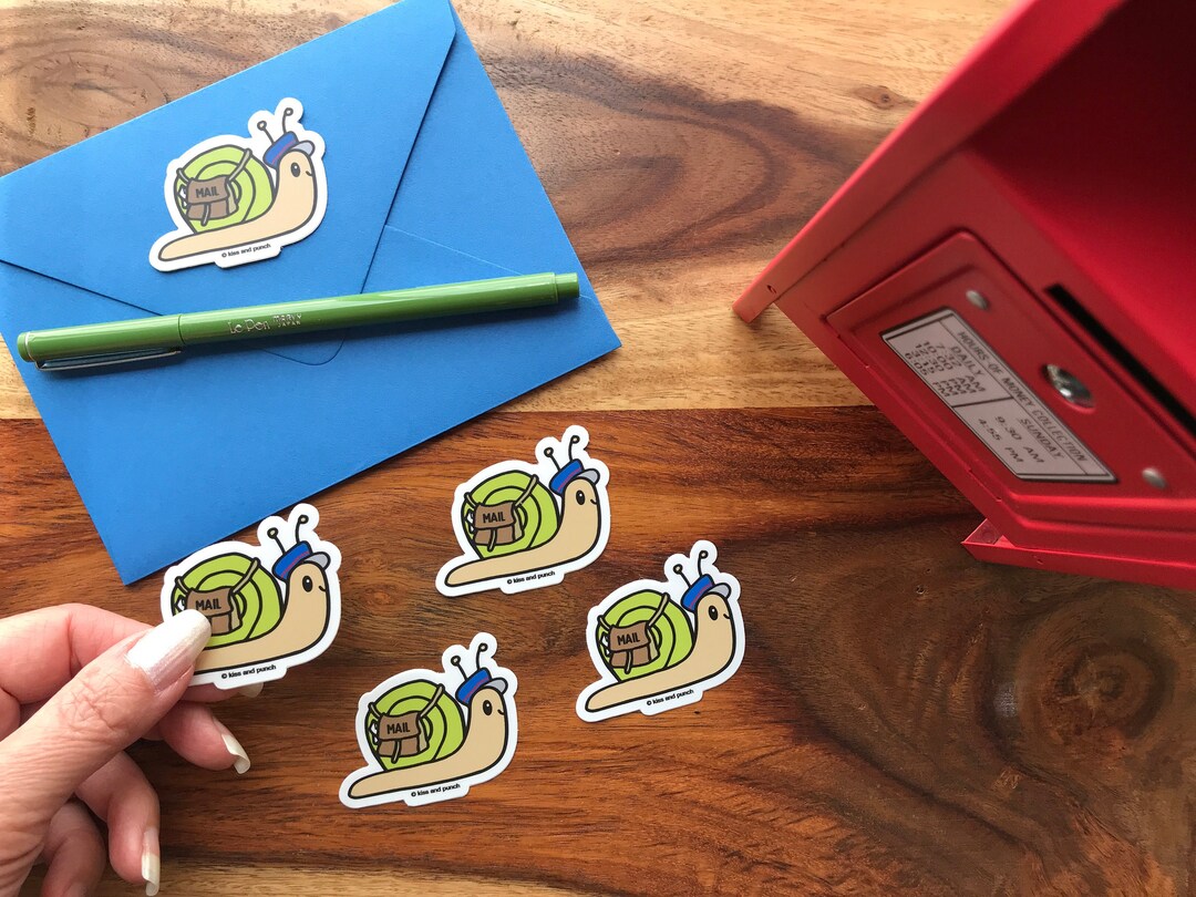 Cute Snail Mail Postman Matte Vinyl Sticker - Small Water Bottle ...
