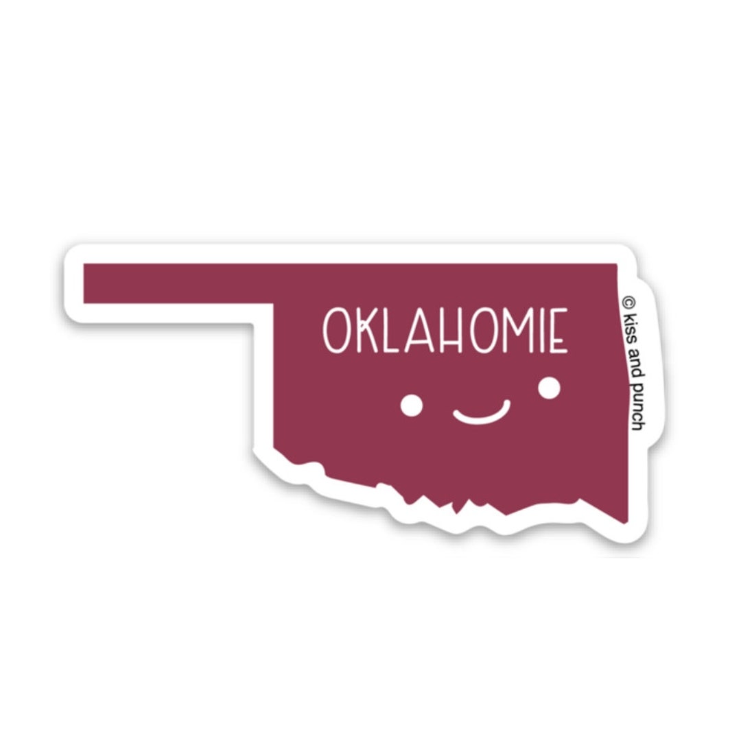 Funny Cute Oklahoma Sticker - Oklahomie Decal - OU Crimson - OSU Orange ...