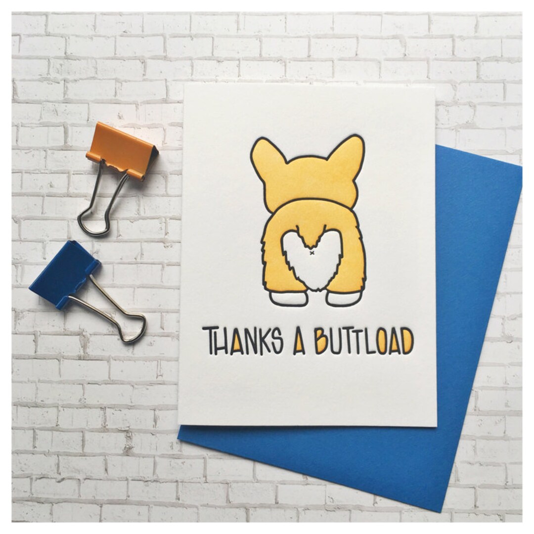 Thank You Letterpress Card Funny Corgi Card Funny Thank You Card Thanks ...