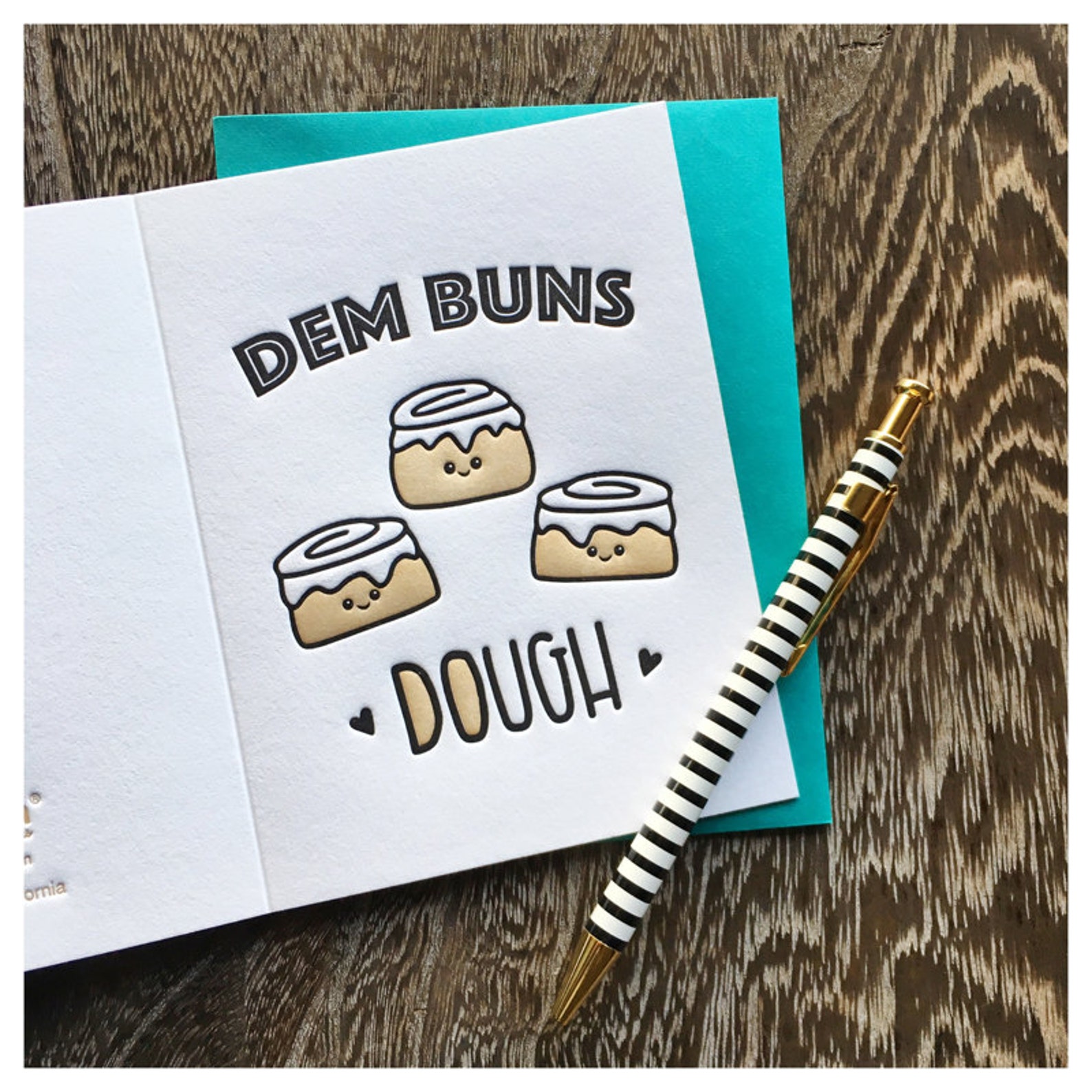 Funny Buns Butt Card - Letterpress Love Card - Dem Buns Dough ...