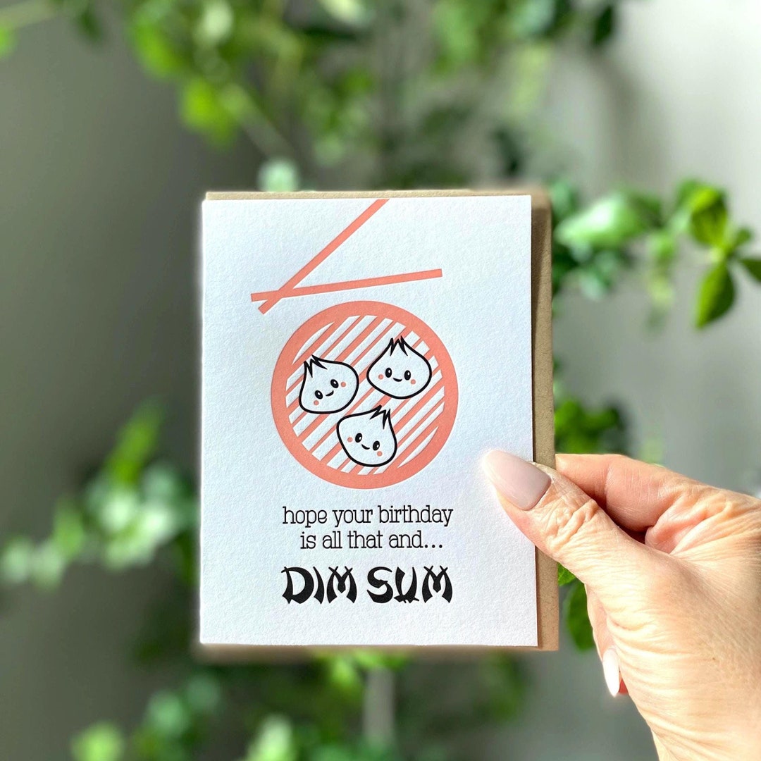 Dim Sum Letterpress - Funny Birthday Card - Foodie Pun - Punny Best ...