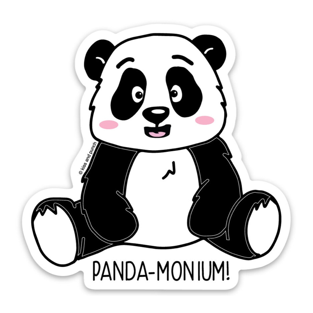 Funny Panda Sticker - Pandamonium - Pun Sticker - Water Bottle Sticker ...