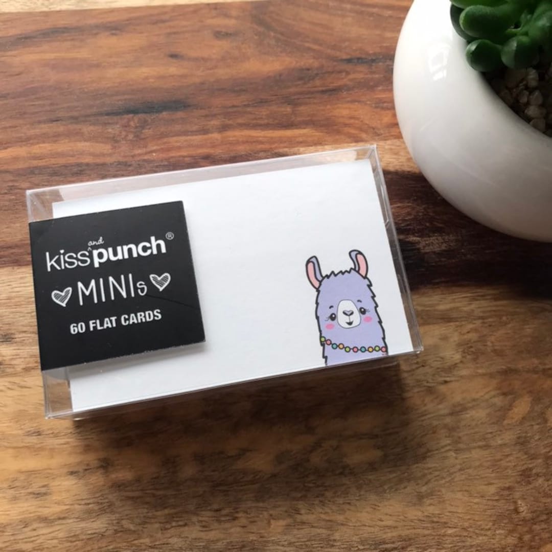 Mini Notecard Set of 60 - Llama Flat Cards - Lunch Notes - Alpaca Mini ...