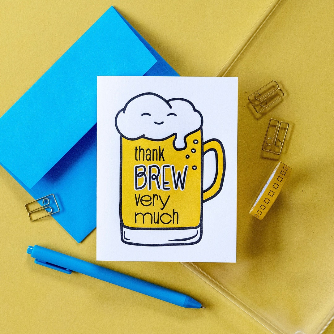 Beer Thank You Card - Funny Thanks Letterpress - Punny Gratitude Card ...