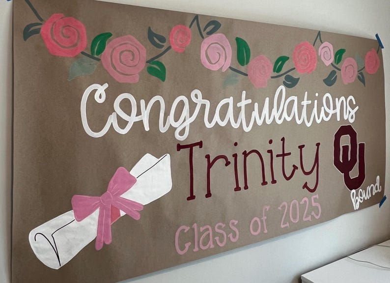 Graduation| Graduation Party Decor | Painted Banner | Hand Painted ...