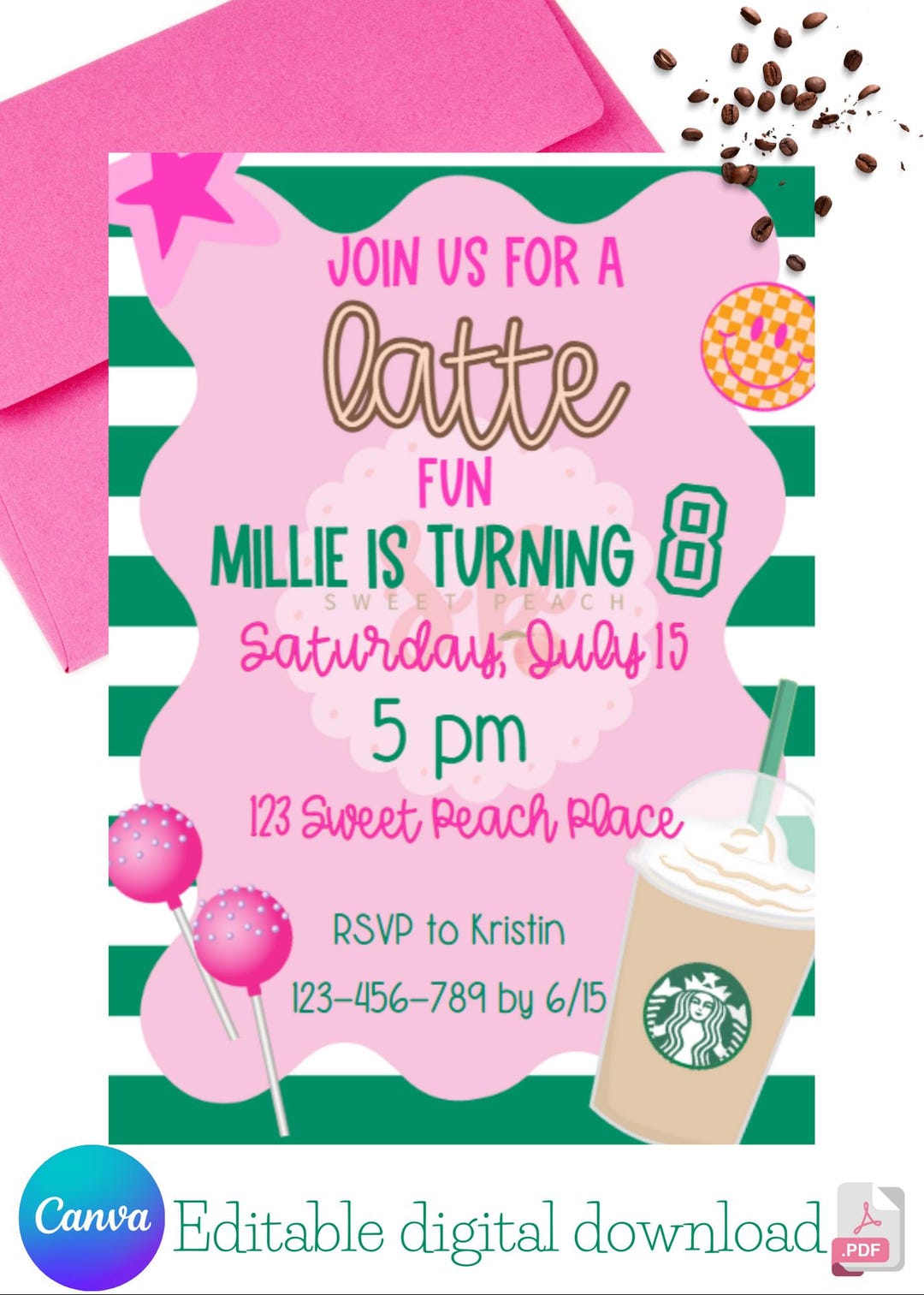 Starbucks Birthday Invitation | Coffee Birthday Invite - Etsy