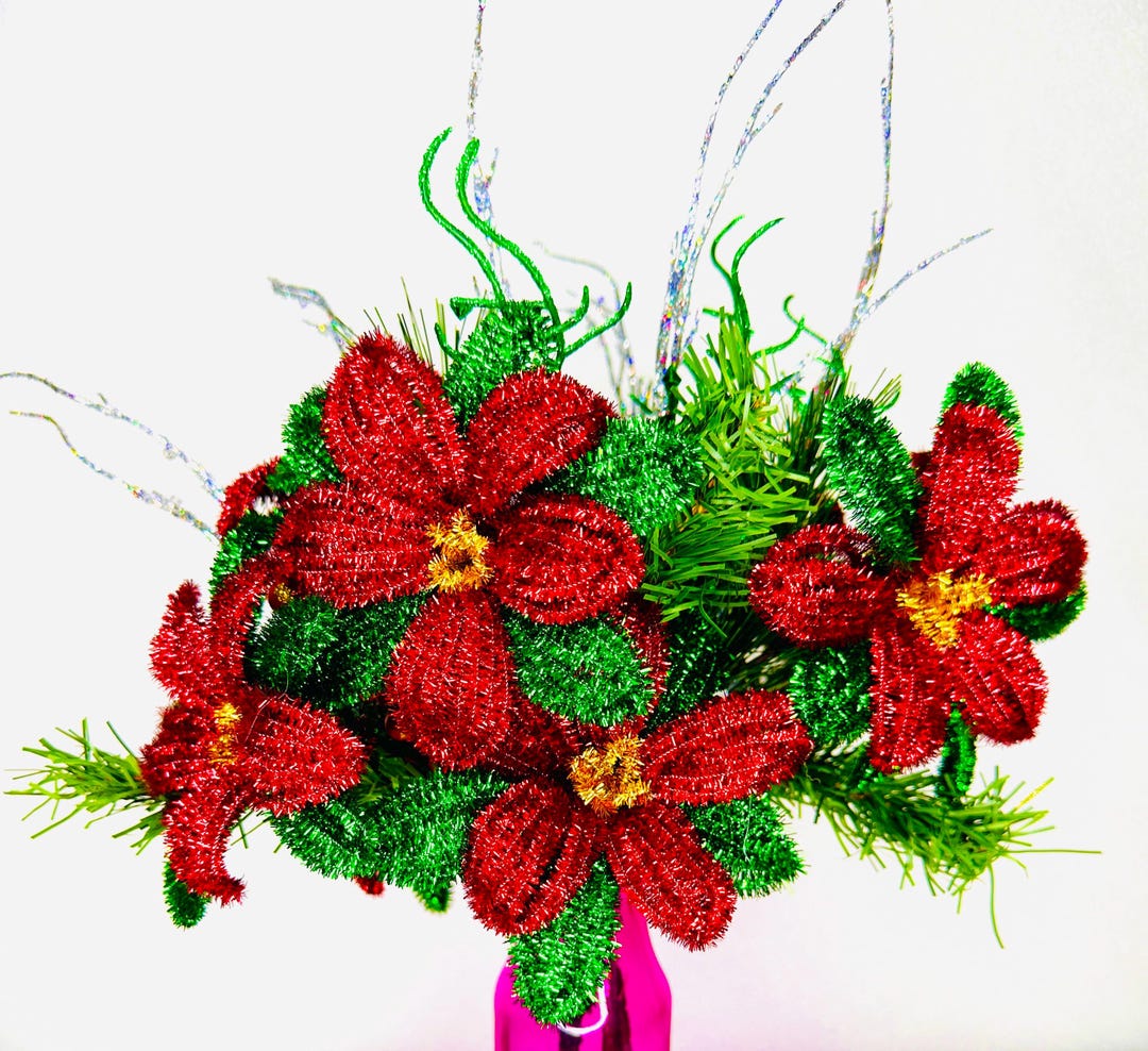 Pipe Cleaner Everlasting Handmade Lily Flowers With Combo of Red and ...