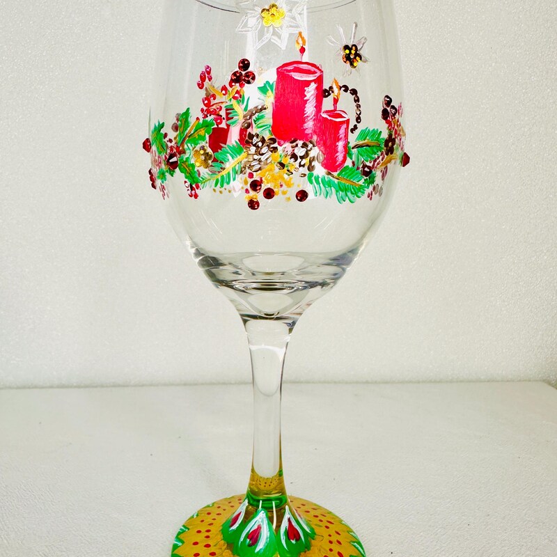 Hand Painted Christmas Wine Glasses - Etsy