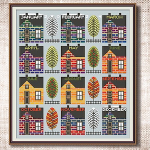 365 Days Cross Stitch Pattern PDF Temperature Sampler Houses Counted ...