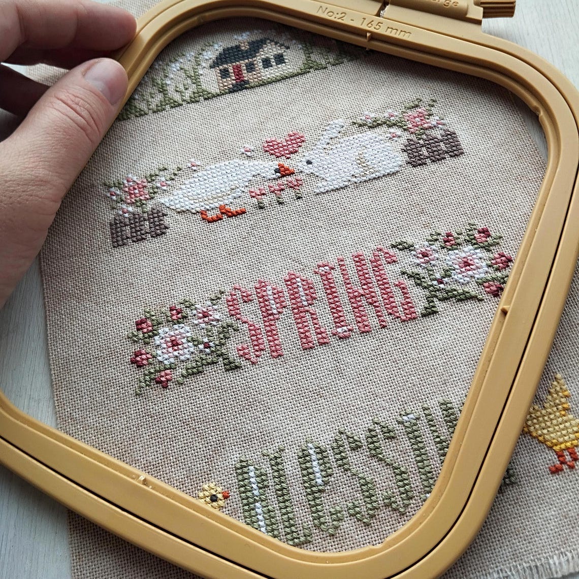 Spring Sampler Cross Stitch Chart Easter Cross Stitch Flower House Love ...