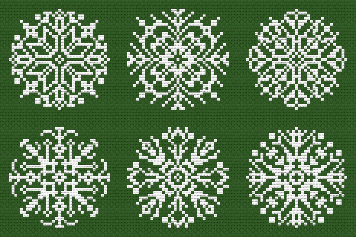 Snowflake Cross Stitch Pattern Set of 6 Christmas Ornament Embroidery ...