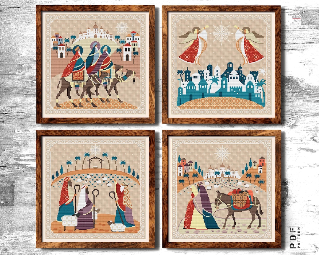 Cross Stitch Pattern Nativity Set Star of Bethlehem Christmas ...