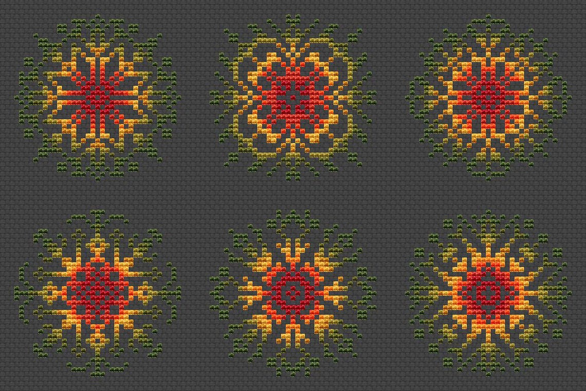 Iridescent Snowflake Cross Stitch Set Christmas Card Design Winter ...