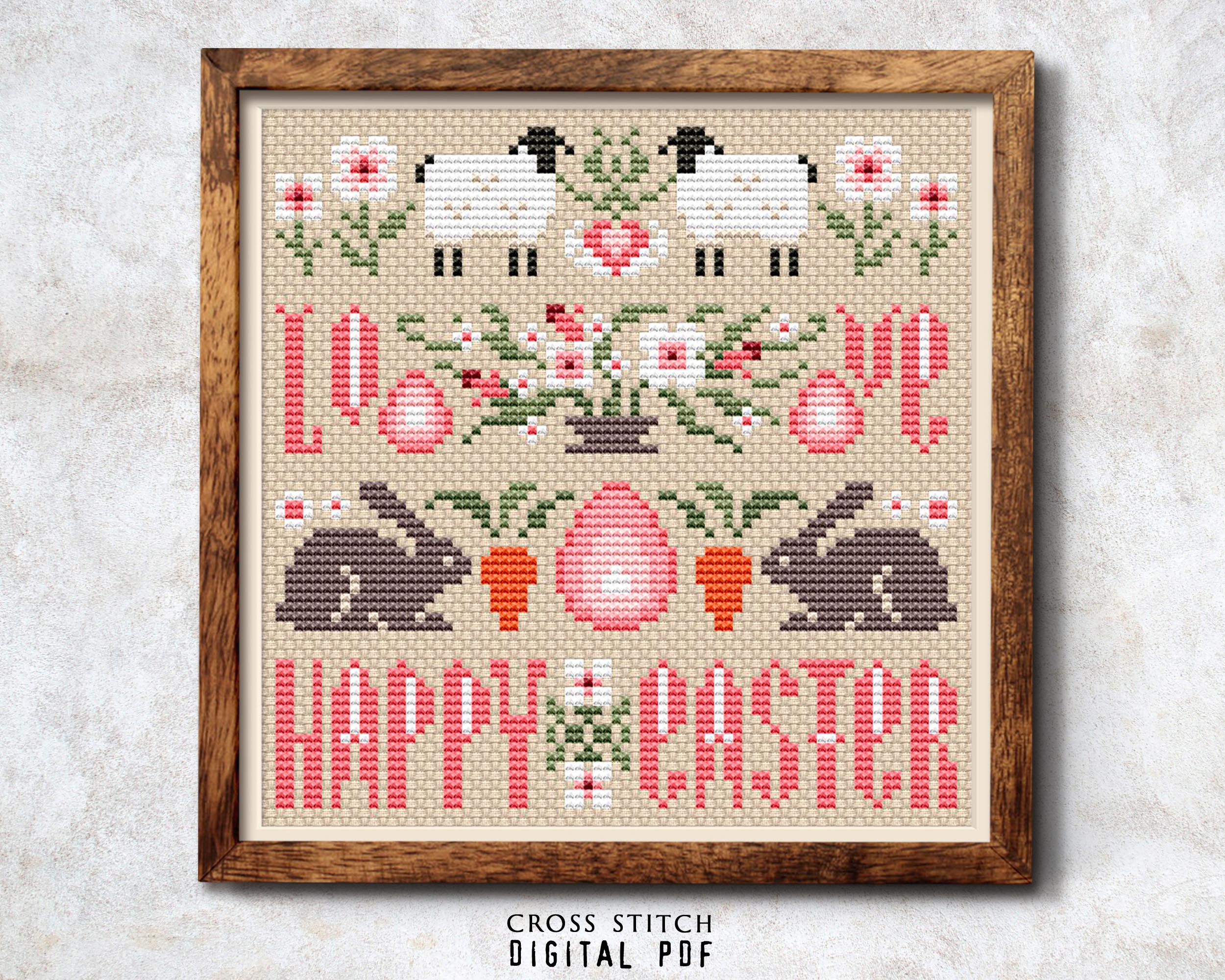 Easter Cross Stitch Pattern PDF Spring Sampler Cross Stitch Chart Love ...