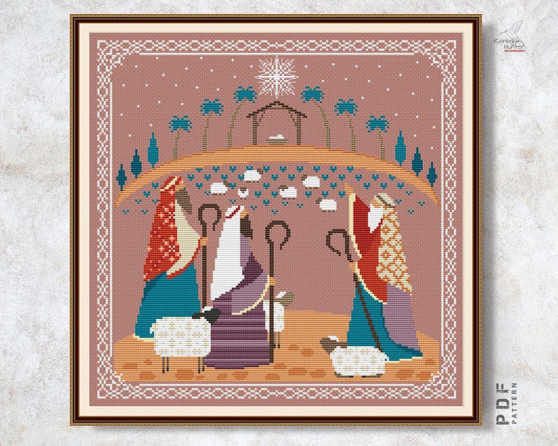 Cross Stitch Pattern Nativity Set Star of Bethlehem Christmas ...